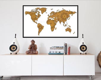 Mandala world map | Etsy