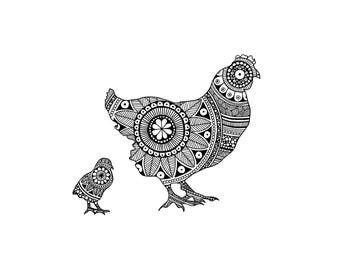 Mandala chicken | Etsy