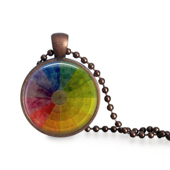 Vintage Color Wheel Pendant Necklace Colorful Jewelry Artist vintage-color-wheel-pendant-necklace-colorful-jewelry-artist
