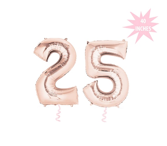 Rose Gold 25 Balloons - 34 Inch Number Balloons, Jumbo Number Balloons ...