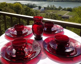 Red depression glass | Etsy