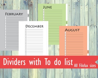 A5 Monthly Planner Dividers Monthly Planner Insert Printable