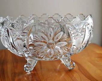 Footed crystal bowl | Etsy