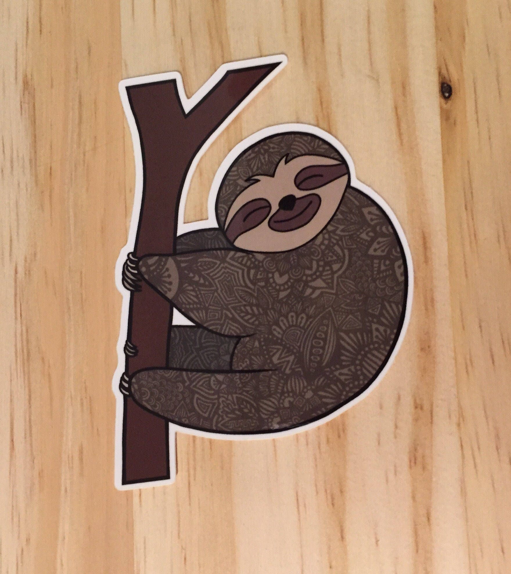 Cute Sloth Sticker Zentangle Art Vinyl Sticker Bumper
