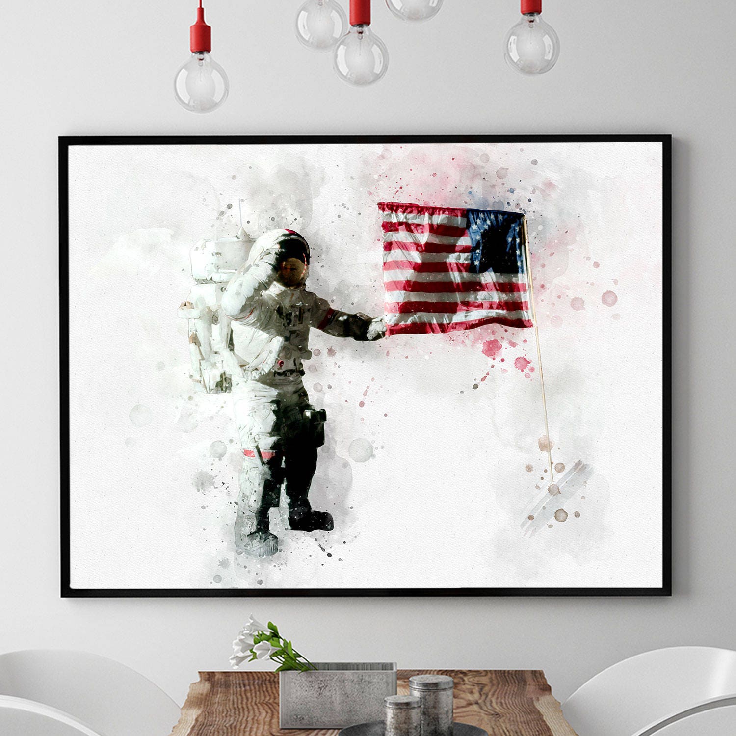 NASA Poster NASA Astronaut And US Print Kids Room Astronaut