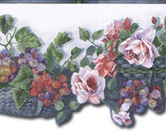 Rose Pink FLORAL Wallpaper Border Flower Urns by Coloroll