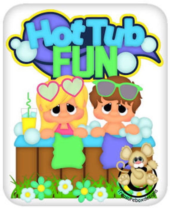Hot Tub Fun vector graphics digital clipart digital images