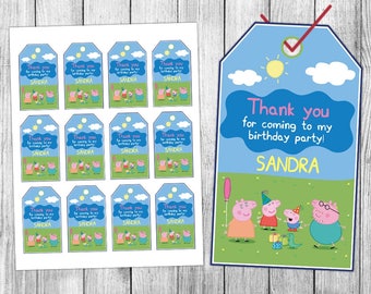 Peppa pig favor tags | Etsy