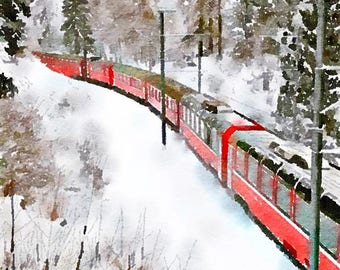 Train watercolor | Etsy