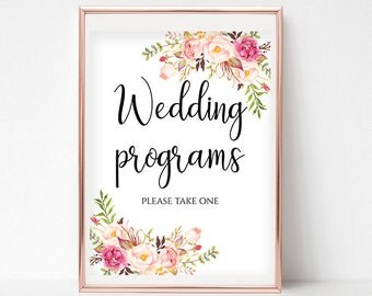 Wedding program sign | Etsy