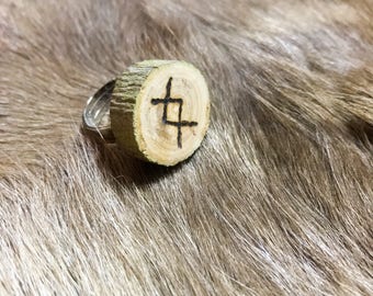 INGUZ Rune Ring sterling silver twigs True Love Harmony