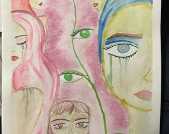 Sad face painting | Etsy