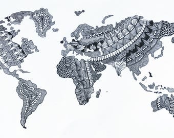 Mandala world map | Etsy
