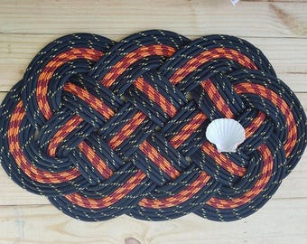 32 x 24 Bathmat Rug Cotton and Natural with Tan Trim Rope Rug