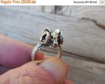 Ram ring 14k gold with diamond eyes