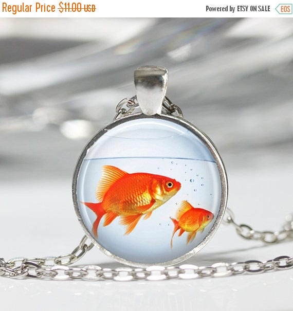 ON SALE Fish Necklace Goldfish Bowl Fish Jewelry Fish Tank