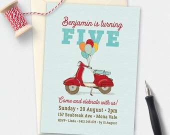 Scooter invitation | Etsy
