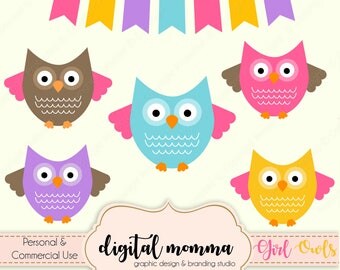 Cute owls clipart | Etsy