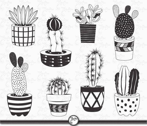 Hand draw Cactus clip art "CACTUS CHALKBOARD"pack, Succulent, Tribal ...