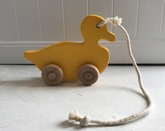 Personalized Wooden Toy Red Dog eco-friendly pull along kids