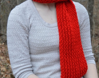 Red knitted scarf | Etsy
