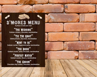 Smores menu | Etsy
