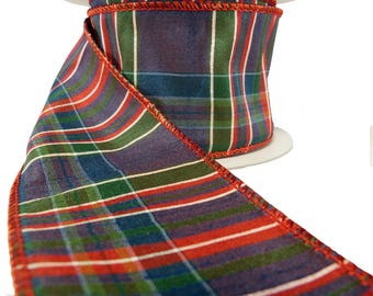 Navy plaid ribbon | Etsy