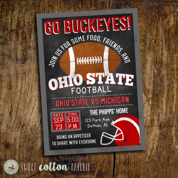 Ohio State Football Invitation Ohio State Football Birthday