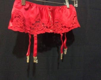Red garter belt | Etsy