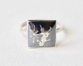 Black Enamel Ring Black Siam Ring Siam Ring Silver Twist