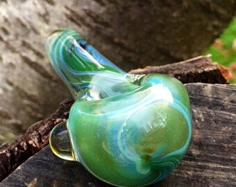 Green glass pipe | Etsy