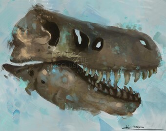 T rex painting | Etsy