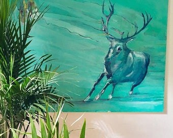 Deer painting The Illustrious Deer hipster home décor