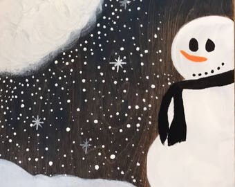 Snowman painting | Etsy