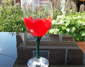 Poppy wine glass | Etsy