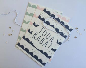 Set of 5 Hebrew toda / thank you card with a colorful envelope