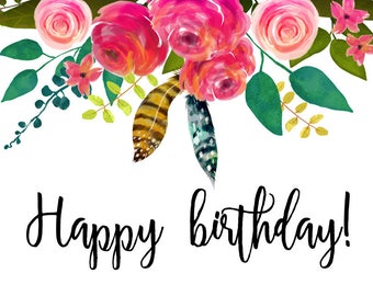 Boho happy birthday | Etsy