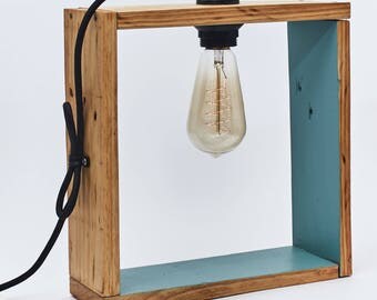 Unusual Wooden Table Lamp Square Cube Molecular Molecule Desk