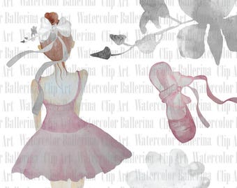 Watercolor Ballerina Clipart Dance and Ballet Shoes Clip Art