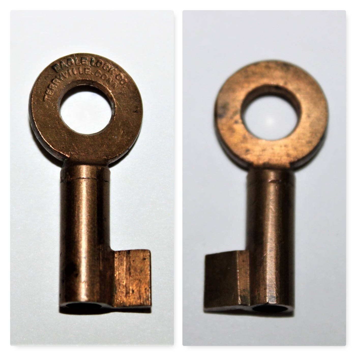 Vintage Eagle Lock Company Brass Hollow Barrel Key Blank
