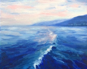 Blue ocean painting | Etsy