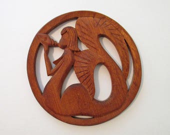 Carved wood mermaid | Etsy