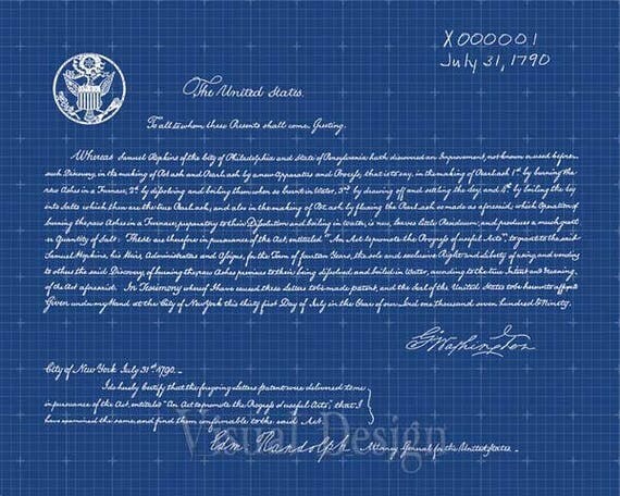 First U.S. Patent print Patent Art Print George Washington