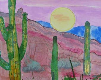 Desert painting | Etsy