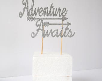 Adventure awaits cake topper | Etsy