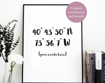 Gps coordinates sign | Etsy