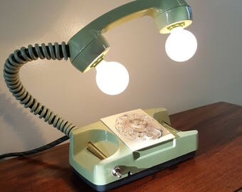 Vintage Black Rotary Phone Lamp Gooseneck Desk Lamp Home