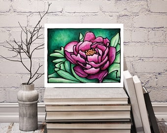 Peony stained glass | Etsy