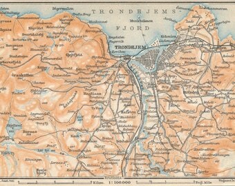 Old Map of Oslo Norway 1881 Antique Kristiania