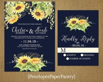 Romantic Navy Fall Wedding InvitationNavy